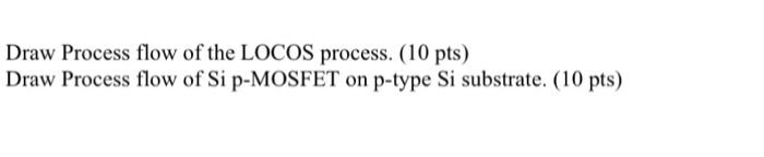 Solved Draw Process flow of the LOCOS process. (10 pts) Draw | Chegg.com