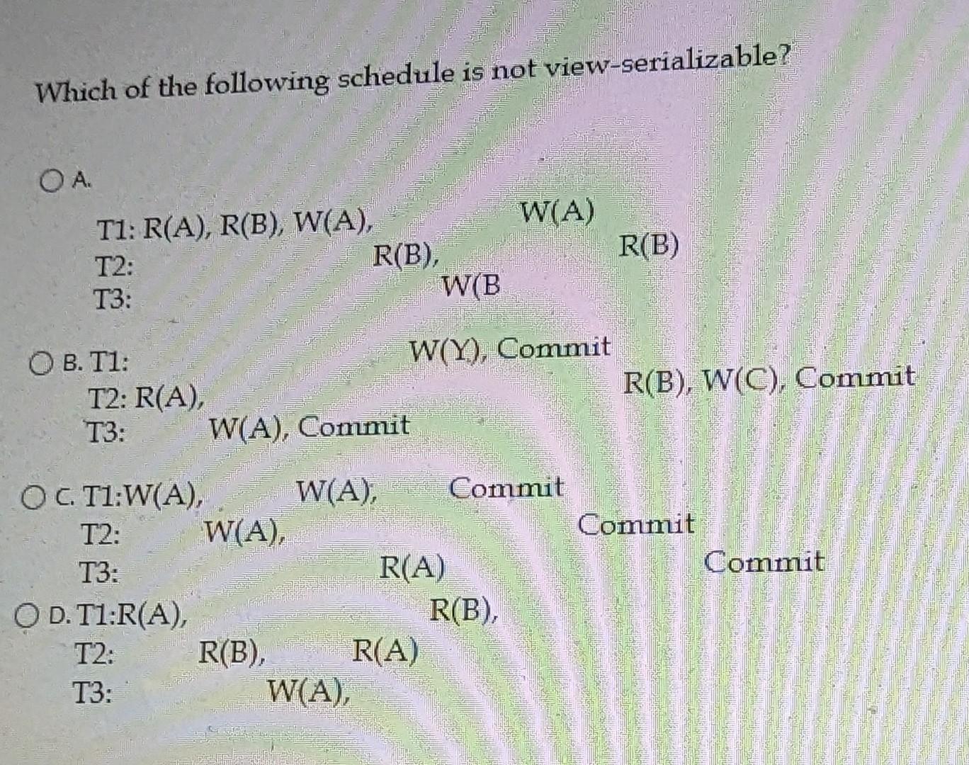 Solved Which of the following schedule is not | Chegg.com