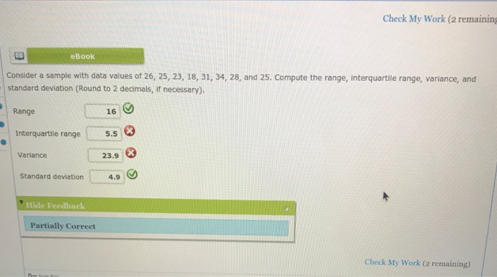 Solved Check My Work (2 remaining eBook Consider a sample | Chegg.com