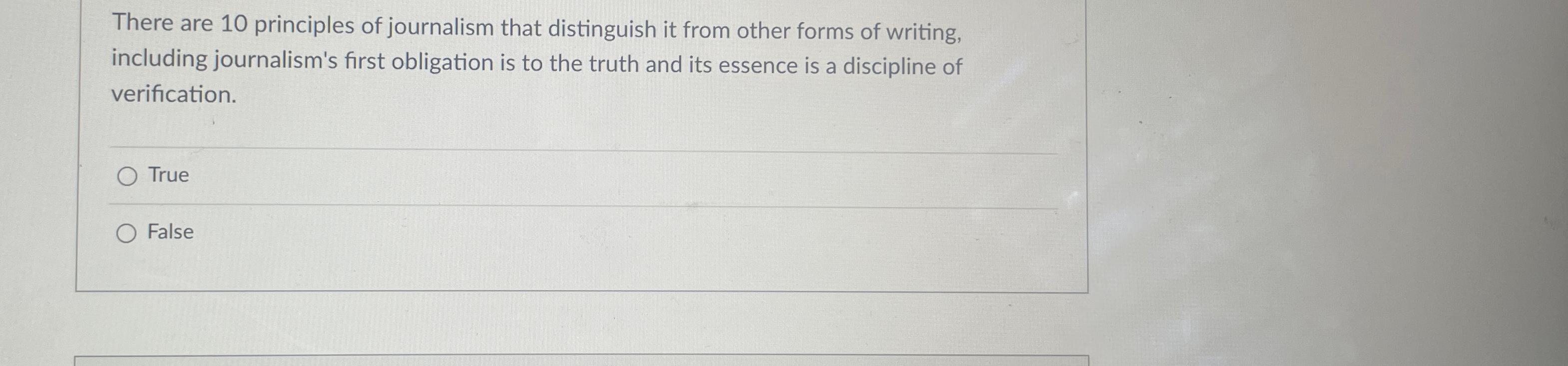 Solved There are 10 ﻿principles of journalism that | Chegg.com