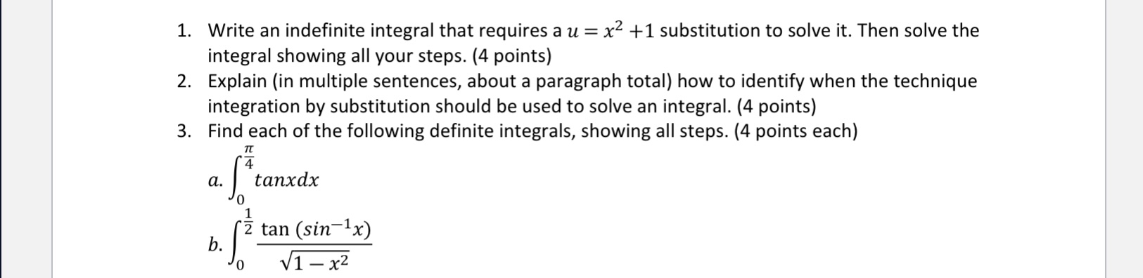 Solved All show your work.1.Write an indefinite integral | Chegg.com