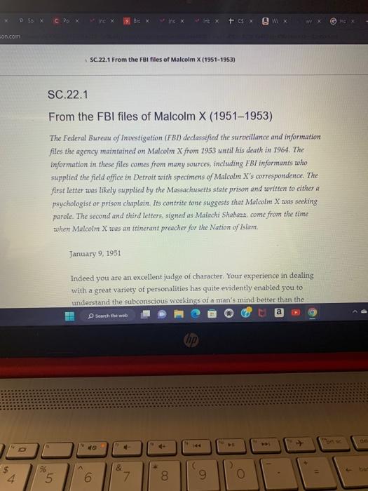 From the FBI files of Malcolm X (1951-1953) The | Chegg.com