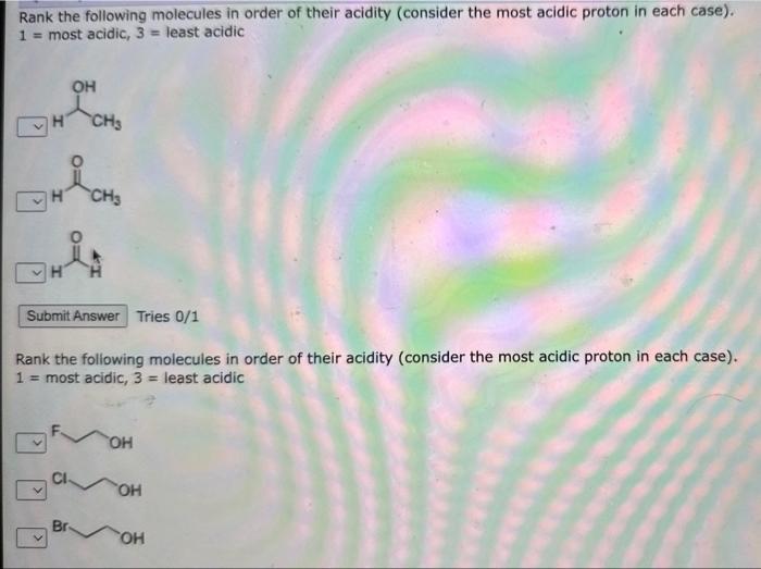Solved Rank the following molecules in order of their | Chegg.com