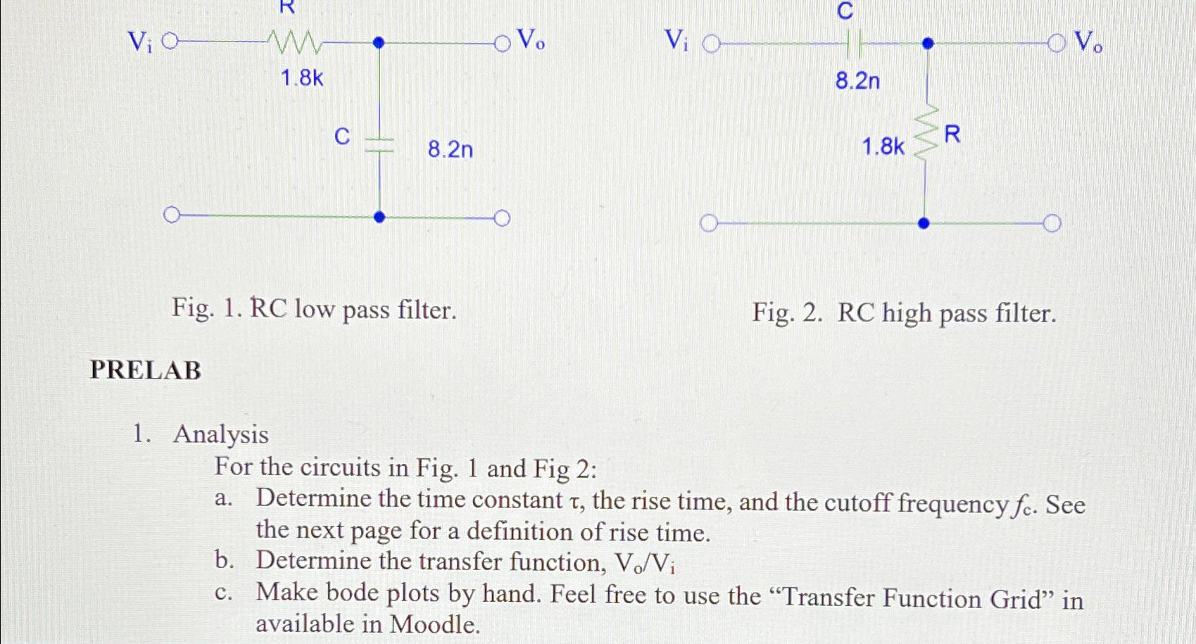 Solved Fig. 1. ﻿RC low pass filter.Fig. 2. RC ﻿high pass | Chegg.com