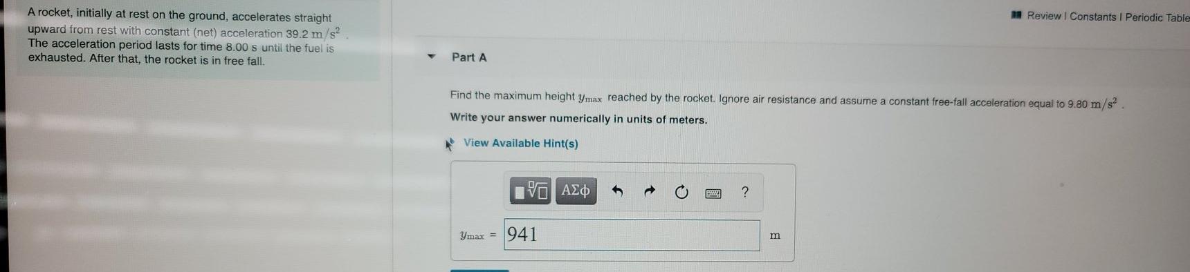 Solved Review I Constants Periodic Table A rocket, initially | Chegg.com
