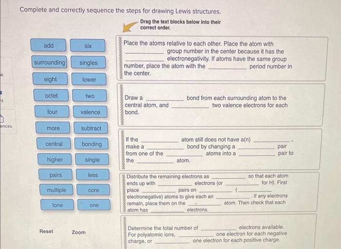 Solved Complete and correctly sequence the steps for drawing | Chegg.com