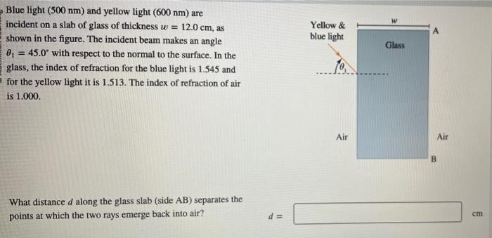 Solved Blue light (500 nm) and yellow light (600 nm) are | Chegg.com
