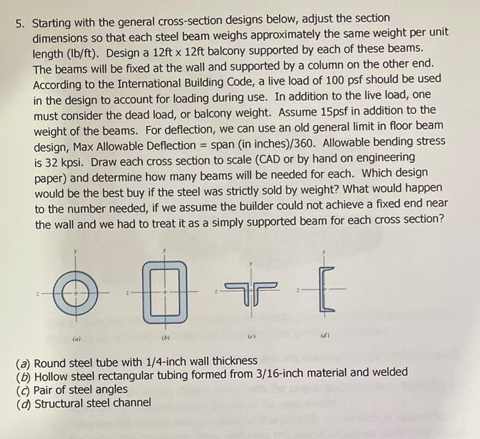 5. Starting with the general cross-section designs | Chegg.com