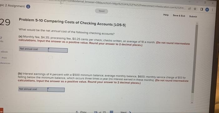 Solved Problem 5-10 Comparing Costs of Checking Accounts | Chegg.com