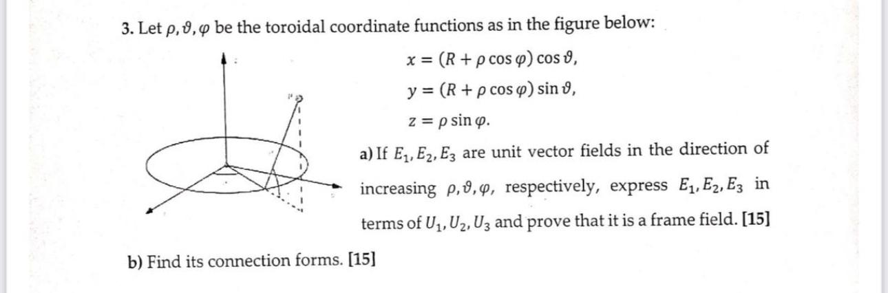 Solved Let ρ,varθ,φ ﻿be the toroidal coordinate functions as | Chegg.com