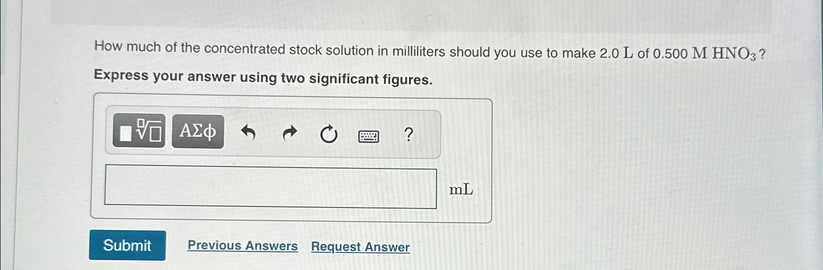 Solved How much of the concentrated stock solution in | Chegg.com