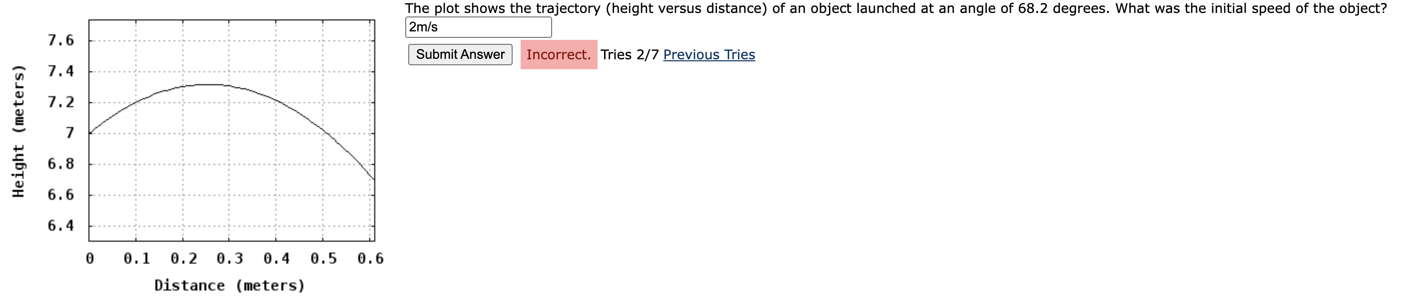 Solved The plot shows the trajectory (height versus | Chegg.com
