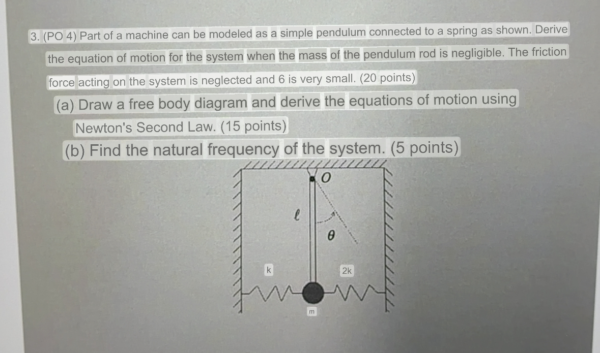 Solved (PO 4) ﻿Part of a machine can be modeled as a simple | Chegg.com