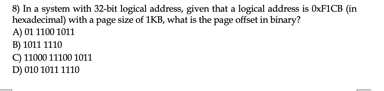 Solved In a system with 32-bit logical address, given that a | Chegg.com