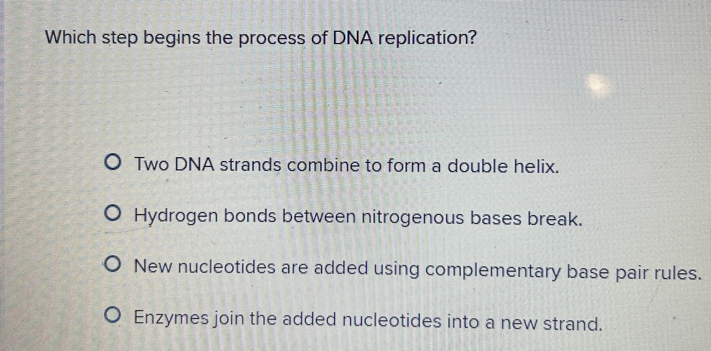 Solved Which step begins the process of DNA replication?Two | Chegg.com