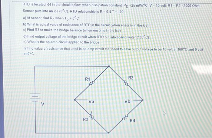 Solved RTD is located R4 in the circuit below, when | Chegg.com