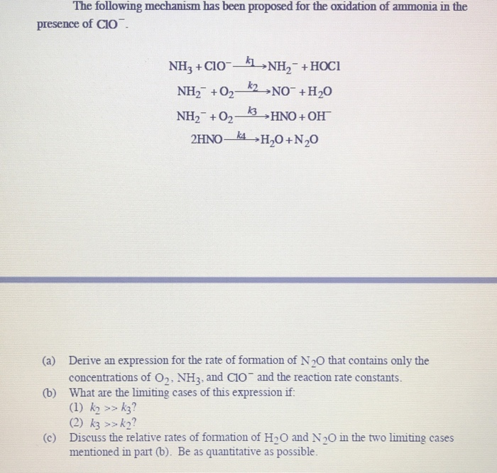 Solved The following mechanism has been proposed for the | Chegg.com