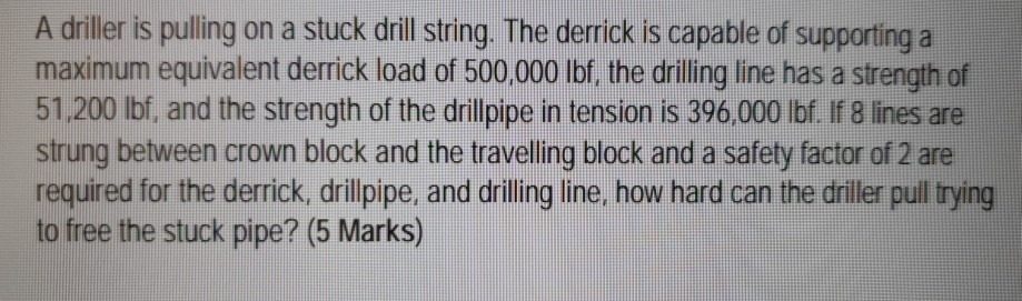Solved A driller is pulling on a stuck drill string. The | Chegg.com