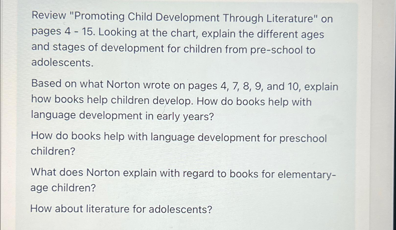 Solved Review "Promoting Child Development Through | Chegg.com