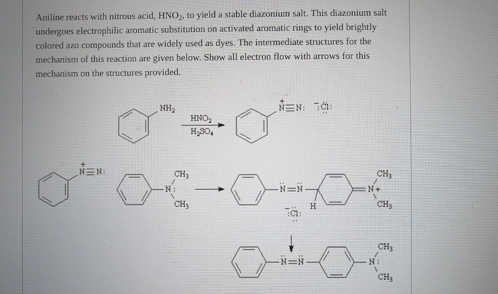Solved Aniline reacts with nitrous acid, HNO2, to yield a | Chegg.com
