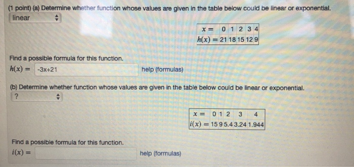 Solved (1 point) (a) Determine whether function whose values | Chegg.com