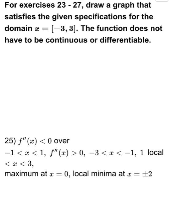 Solved For exercises 23−27, draw a graph that satisfies the | Chegg.com