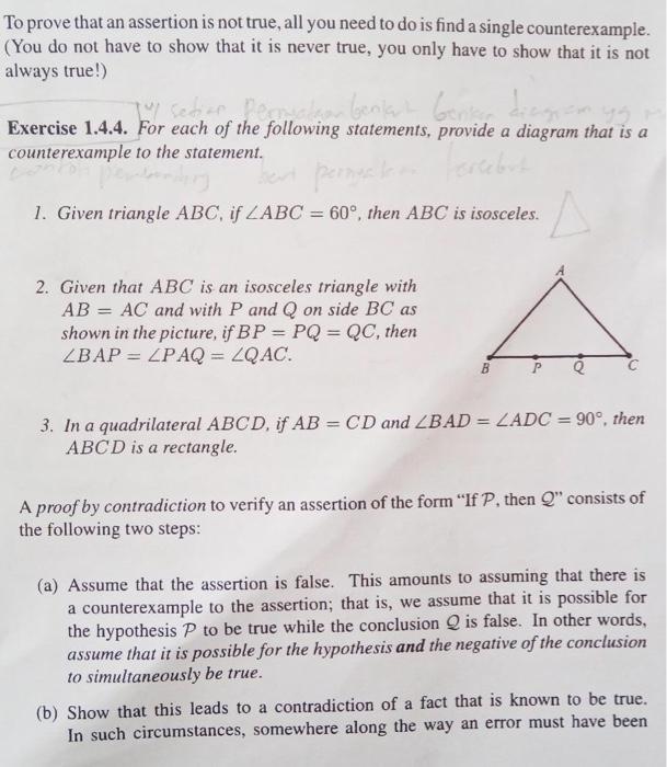 Solved To prove that an assertion is not true, all you need | Chegg.com