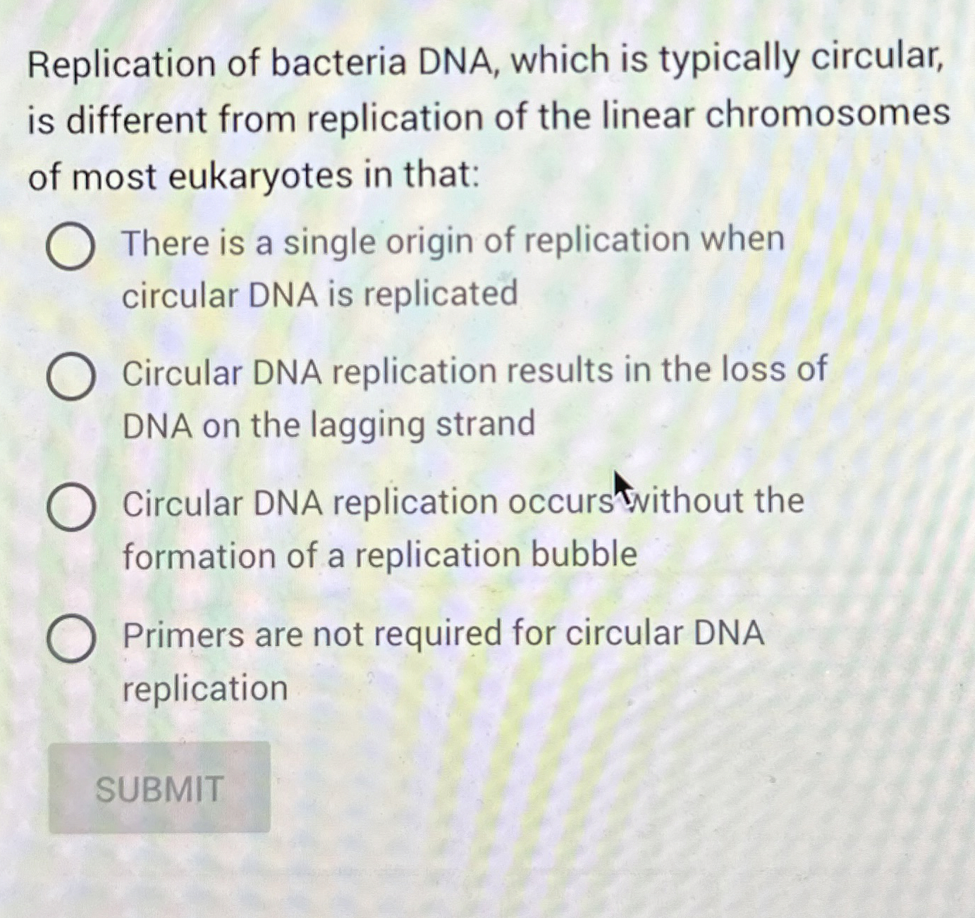 Solved Replication of bacteria DNA, which is typically | Chegg.com