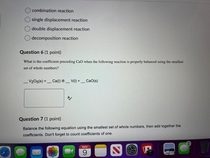 Solved combination reaction single displacement reaction | Chegg.com