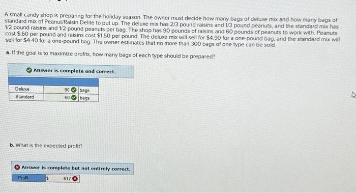 Solved A small candy shop is preparing for the holiday | Chegg.com