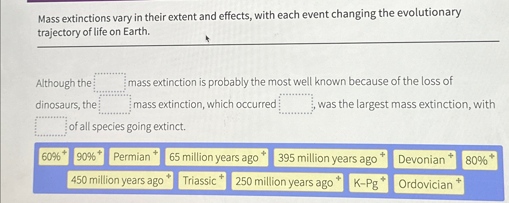 Solved Mass extinctions vary in their extent and effects, | Chegg.com