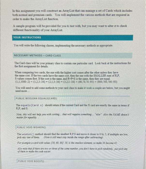Solved CS145 - PROGRAMMING ASSIGNMENT CARD ARRAY LIST | Chegg.com