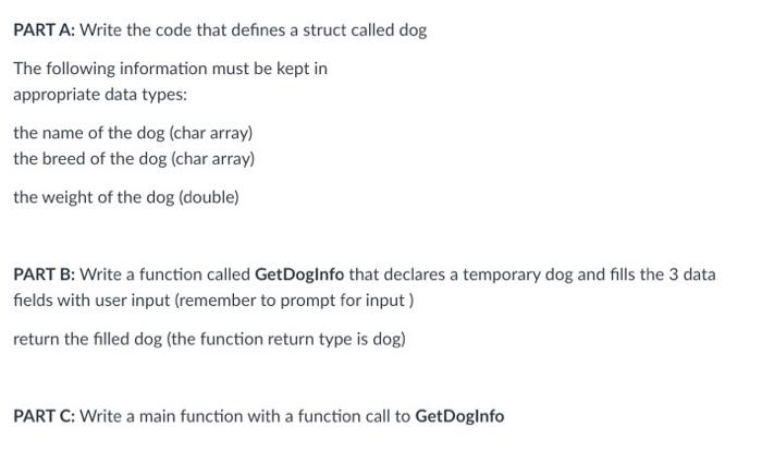 Solved Part A Write The Code That Defines A Struct Called 9135