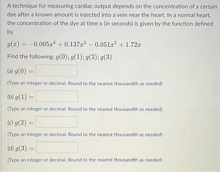 Solved A technique for measuring cardiac output depends on | Chegg.com