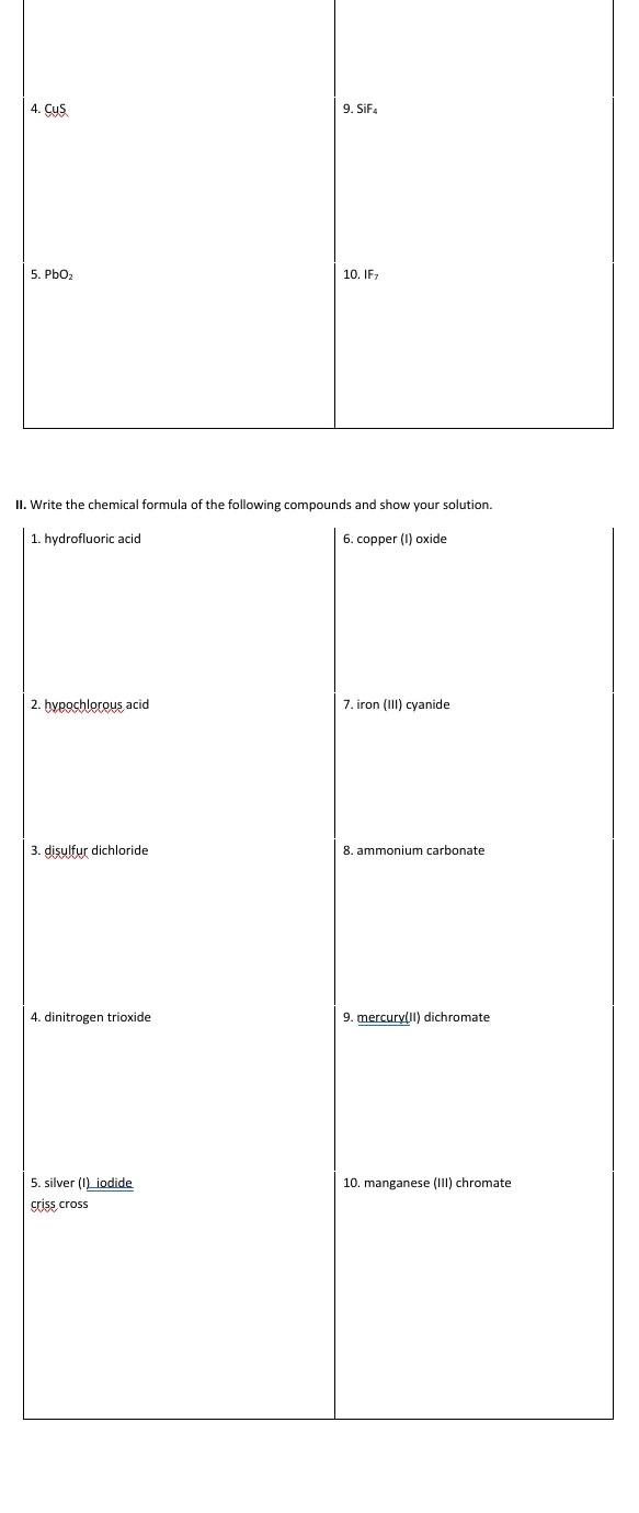 Solved I. Name the following compounds and show how the | Chegg.com