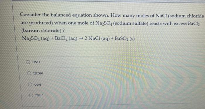 Solved Consider the balanced equation shown. How many moles | Chegg.com