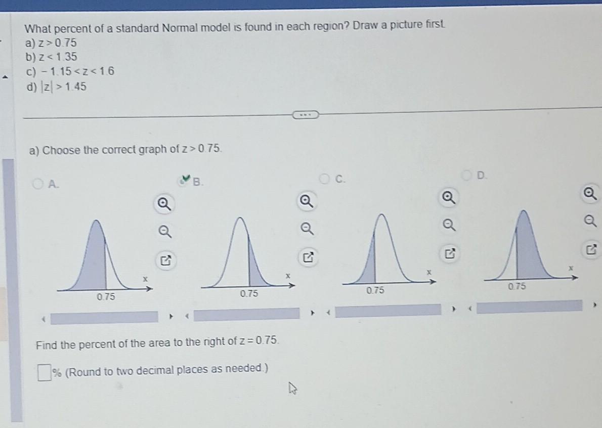 Solved What percent of a standard Normal model is found in | Chegg.com