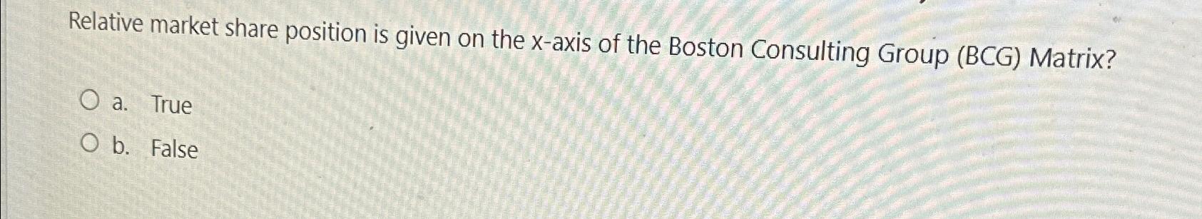 Solved Relative market share position is given on the x-axis | Chegg.com