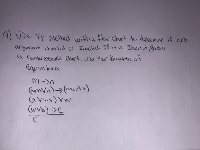 Solved 9) Use TF Method with a flow chart to determine if | Chegg.com