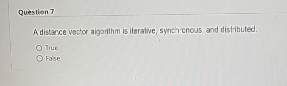 Solved Question 7A distance vector algorithm is iterative, | Chegg.com