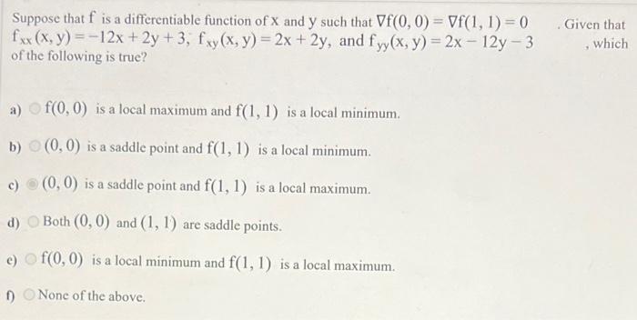 Solved Suppose That F Is A Differentiable Function Of X And