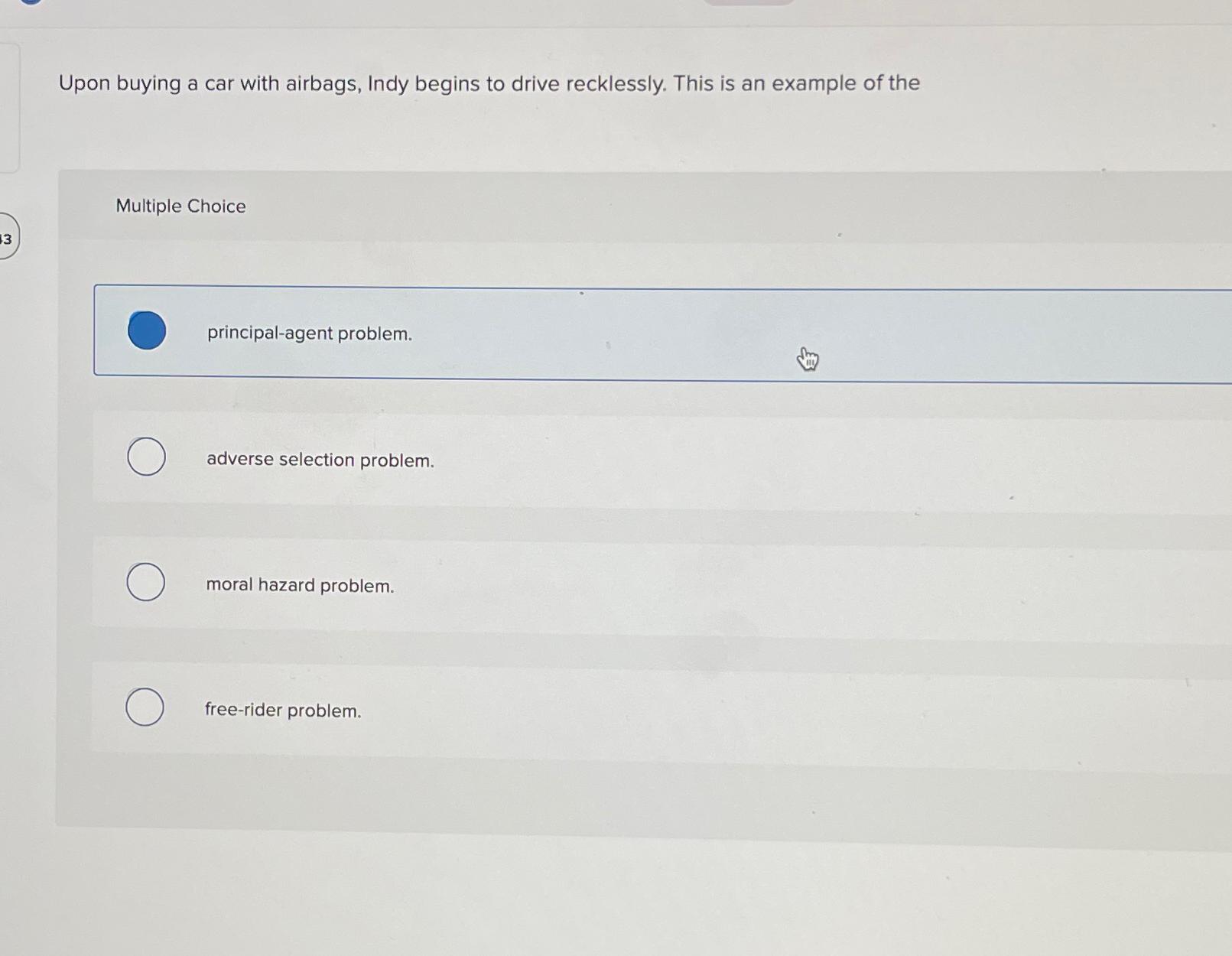 Solved Upon buying a car with airbags, Indy begins to drive | Chegg.com