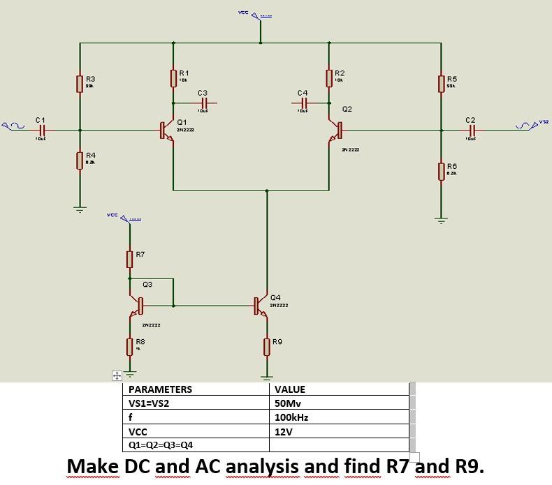 Solved C1 HH DUF R3 R4 13. VCC R7 R1 IDA Q3 2N2222 Q1 2N2222 | Chegg.com