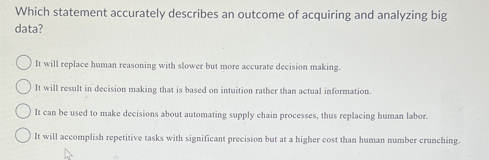 Solved Which statement accurately describes an outcome of | Chegg.com