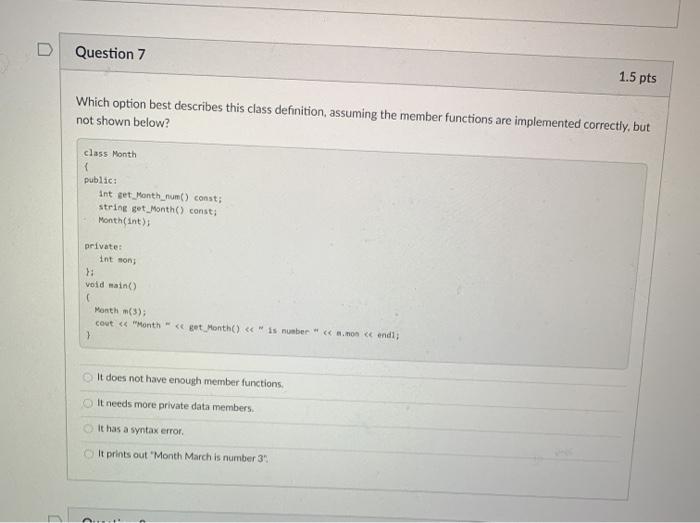Solved Question 1 1.5 pts Which of the following hides the | Chegg.com