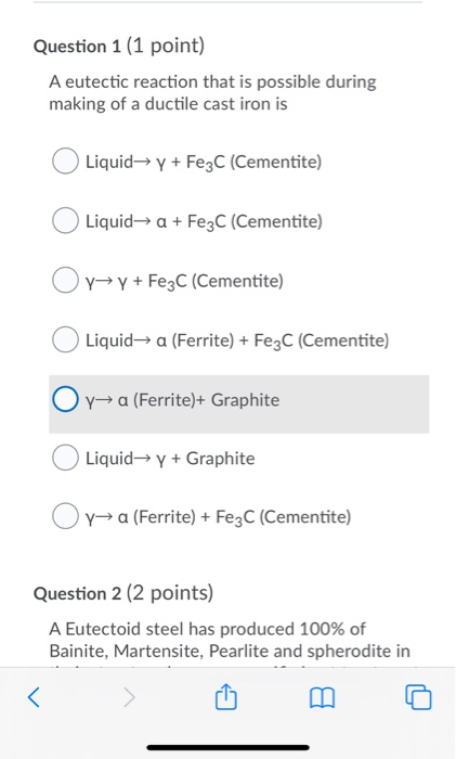 Solved Question 1 (1 point) A eutectic reaction that is | Chegg.com