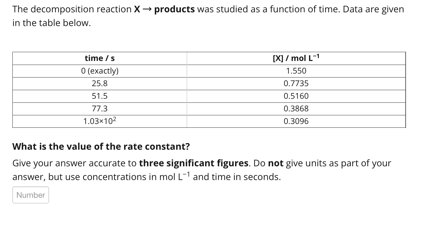 Solved The decomposition reaction x→ ﻿products was studied | Chegg.com