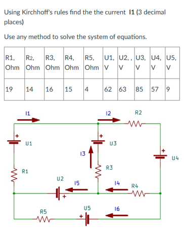 Solved Using Kirchhoff's rules find the the current I1 (3 | Chegg.com