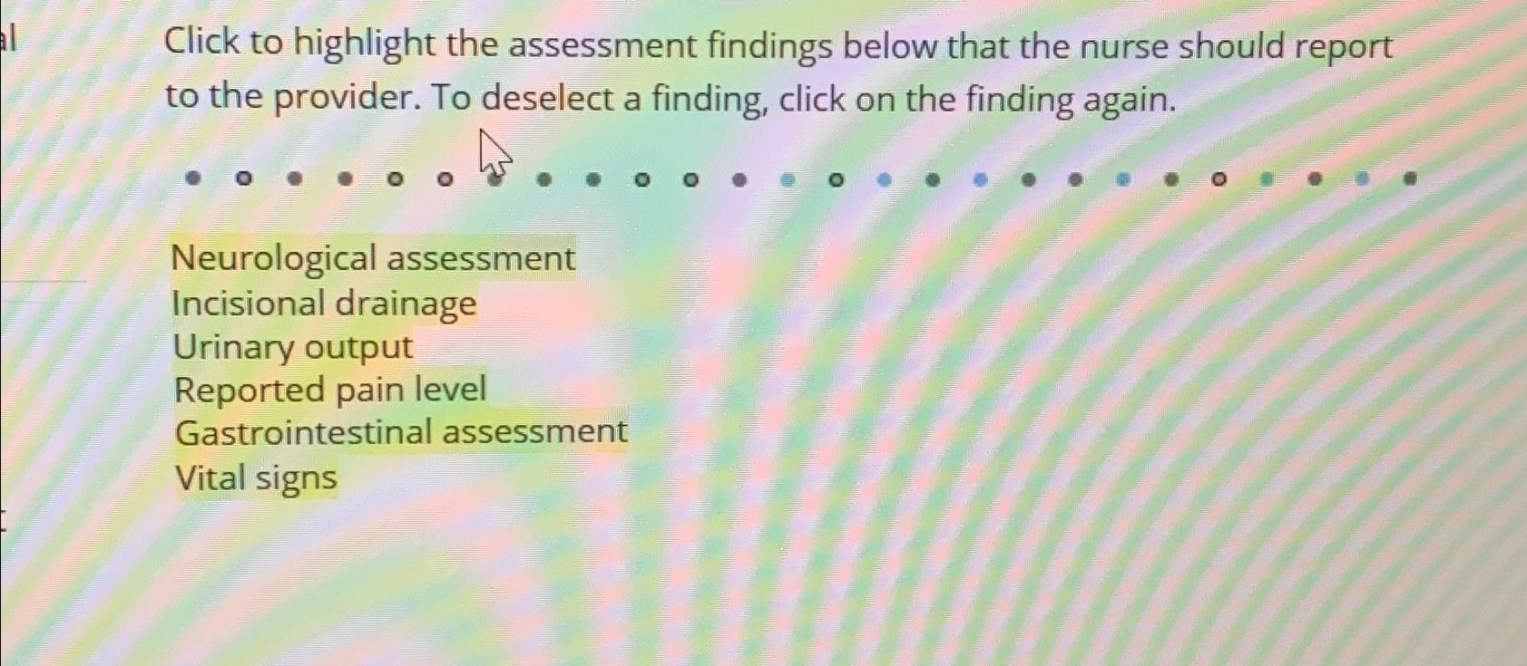 Solved Click to highlight the assessment findings below that | Chegg.com