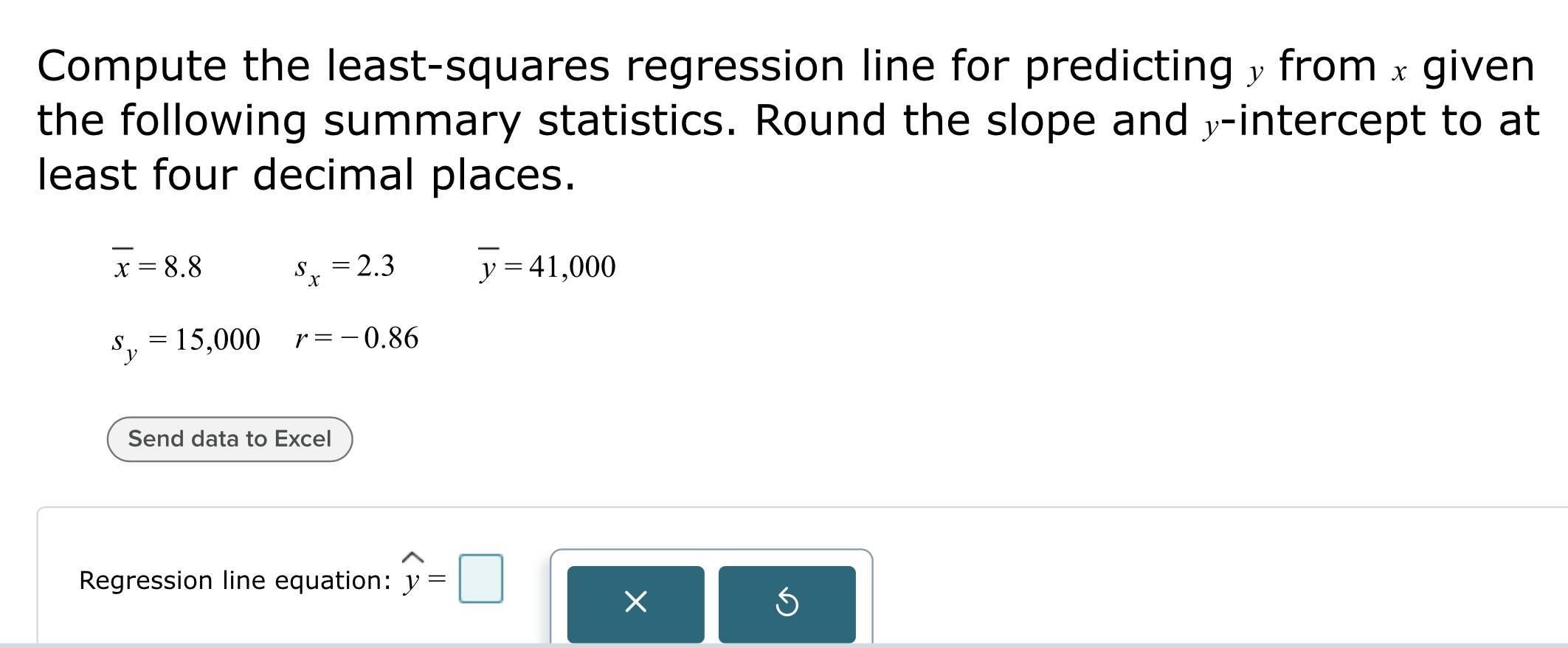 Compute the least-squares regression line for | Chegg.com